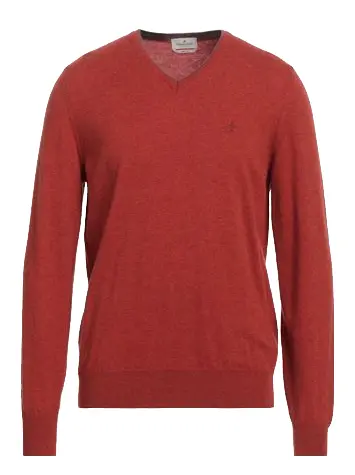 BROOKSFIELD Virgin Wool V-neck Sweater - Orange