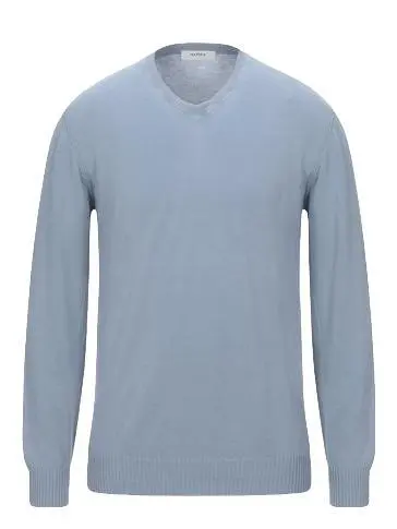 Alpha Studio Cotton V-neck Sweater - Blue
