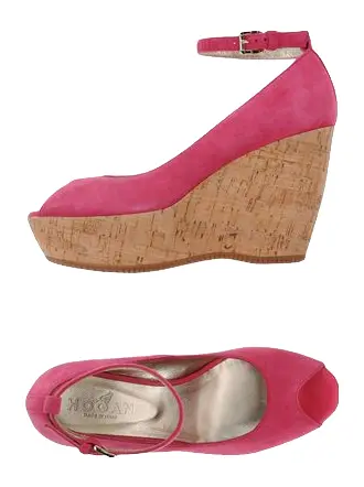 Hogan Pumps With Cork Wedge - Pink
