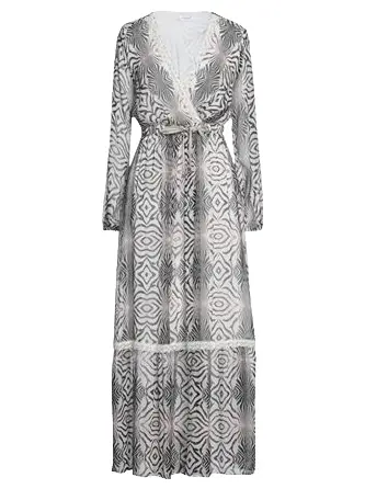 CAFÈNOIR Maxi Dress With Ethnic Design - Grey