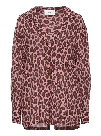 SOLOTRE Leopard-print Satin Shirt - Pink