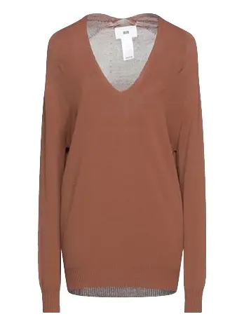 SOLOTRE Knitted V-neck Sweater - Brown