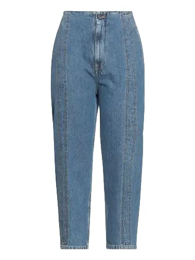 MANILA GRACE Cotton Denim Tapered Jeans - Blue