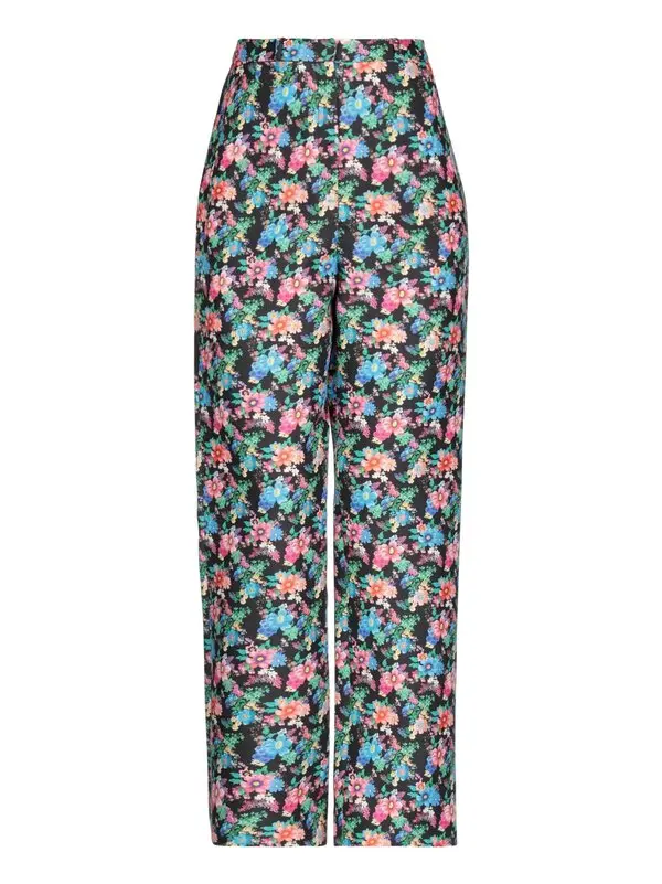 Rabanne Floral-print Straight-leg Pants - Black