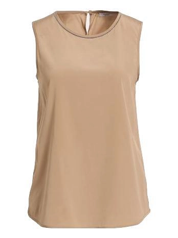 Peserico Top In Silk And Elastane - Camel