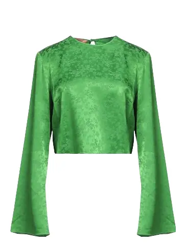 Andamane Satin Jacquard Floral Top - Green