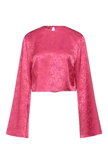Andamane Satin Jacquard Floral Top - Pink