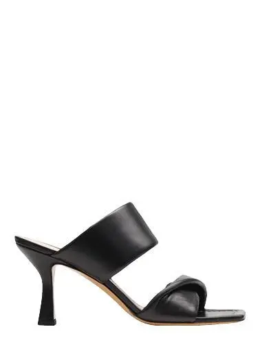 8 BY YOOX Leather Square Toe Mule Sandals - Black