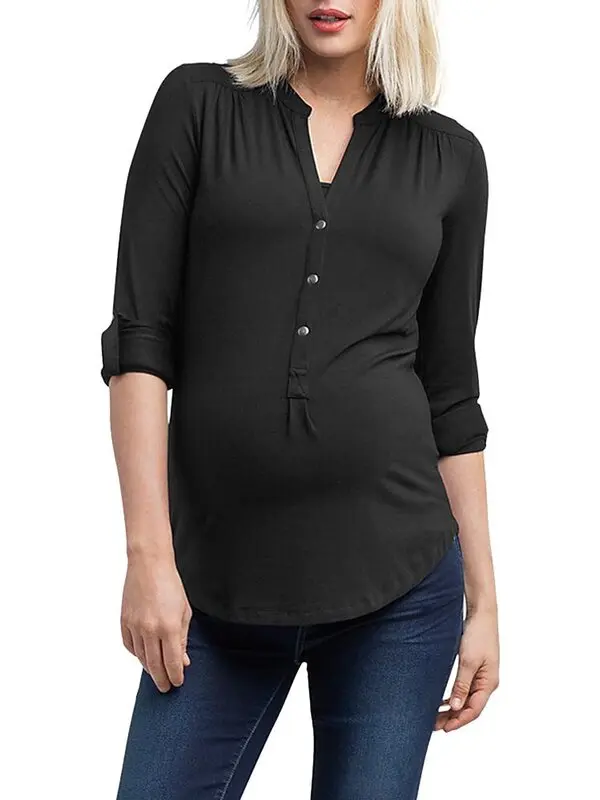 NOM MATERNITY Amelie Nursing Top - Black