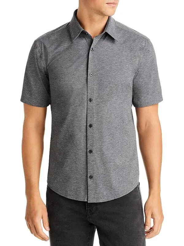 Hugo Ermino Slim Fit Short Sleeve Shirt - Charcoal