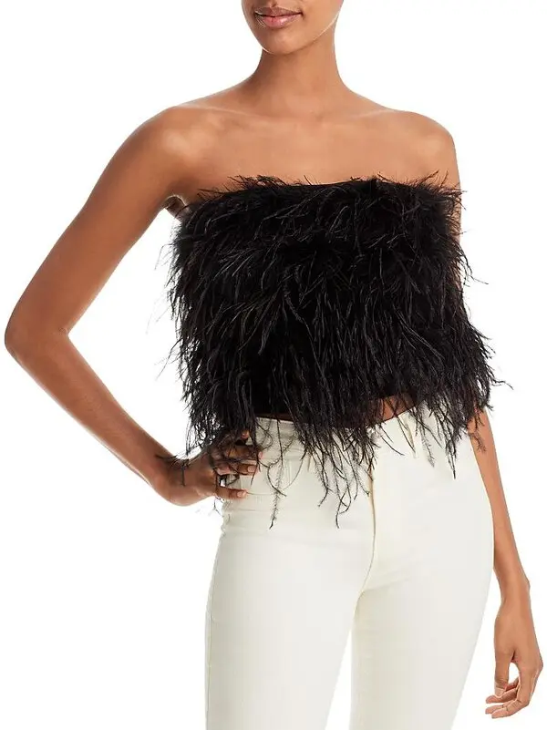 LUCY PARIS Milly Feather Top - Black