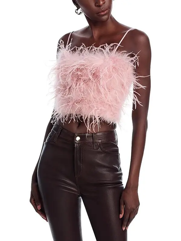 LUCY PARIS Milly Feather Top - Dusty Rose