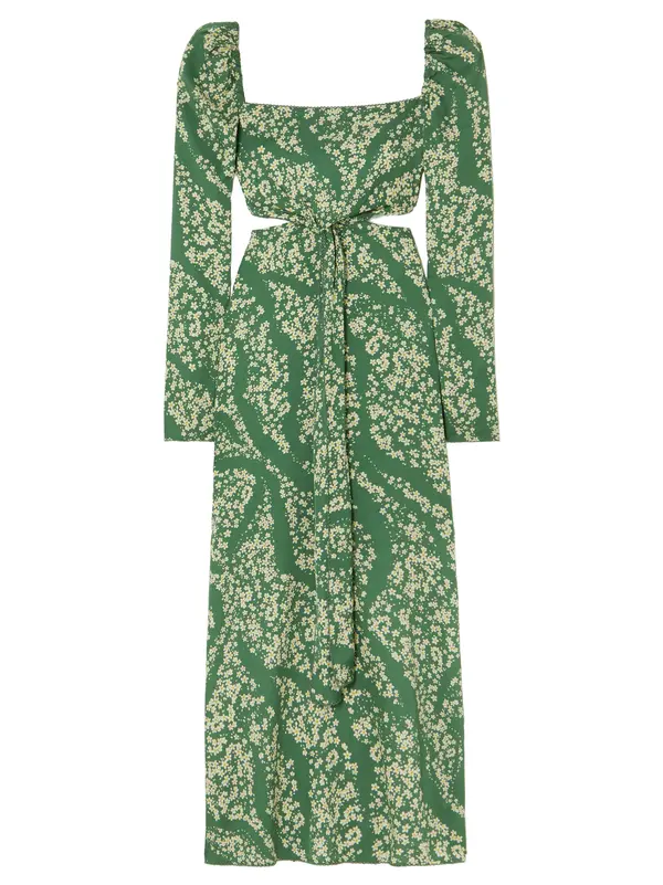 Agua Bendita Cuarzo Astro Esmeralda Floral-print Maxi Dress - Green