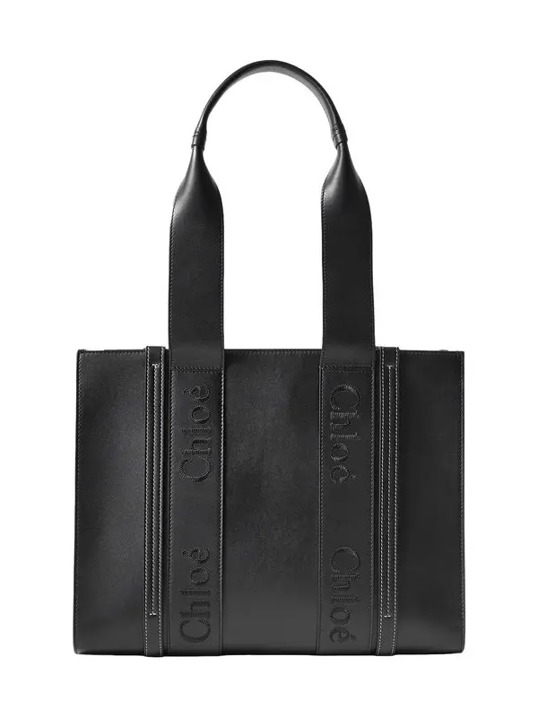 Chloé Woody Medium Leather Tote - Black