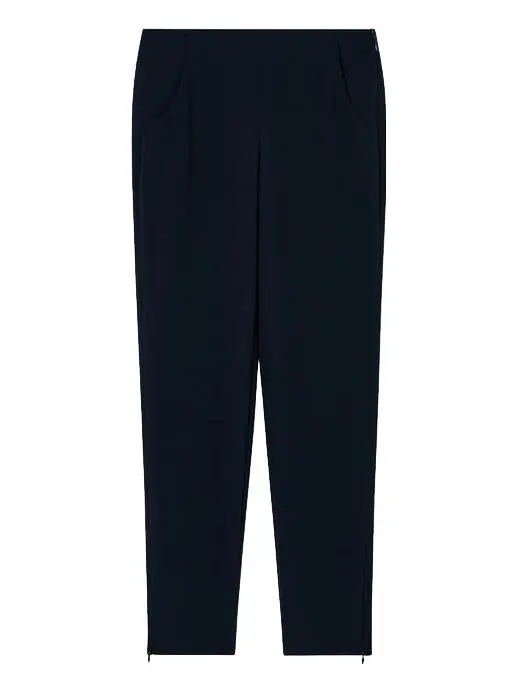 Giorgio Armani Cigarette Pants In Pure Silk - Blue / Navy