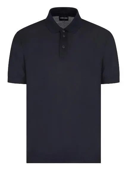 Giorgio Armani Pure Virgin-wool Piqué Polo Shirt - Blue