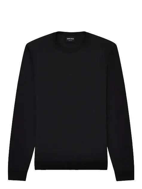 Giorgio Armani Long-sleeved Crew Neck Jumper - Black