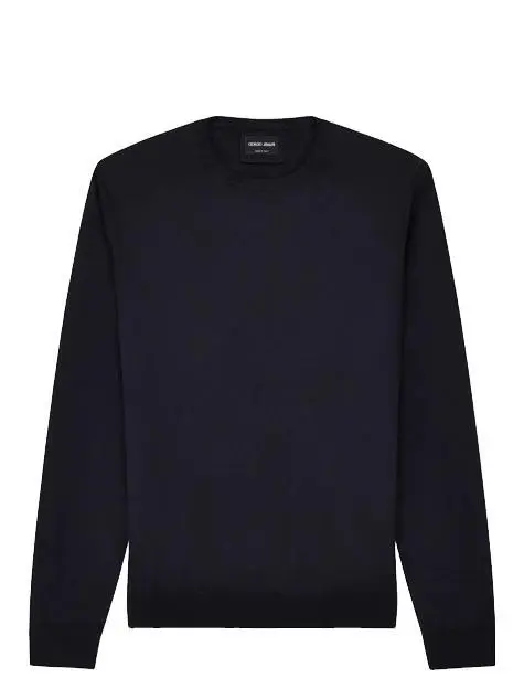 Giorgio Armani Long-sleeved Crew Neck Jumper - Navy