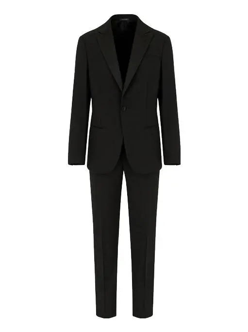 Giorgio Armani Pure Wool, Half-canvassed, Slim-fit Tuxedo From The Icon Soho Line - Black