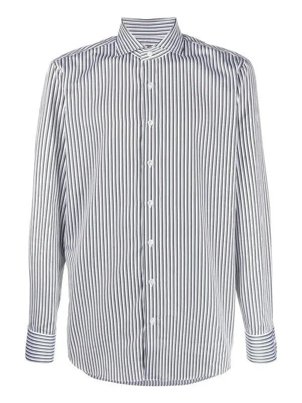 LARDINI Striped Button-down Shirt - White