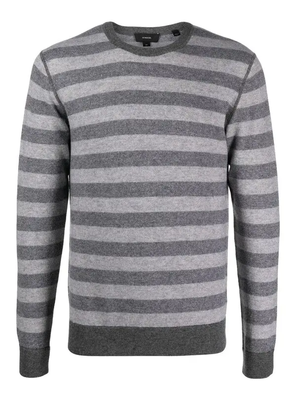 Vince Striped Knit Jumper - Grey