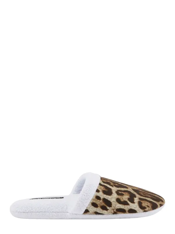 Dolce & Gabbana Leopard-print Terry Slippers - White