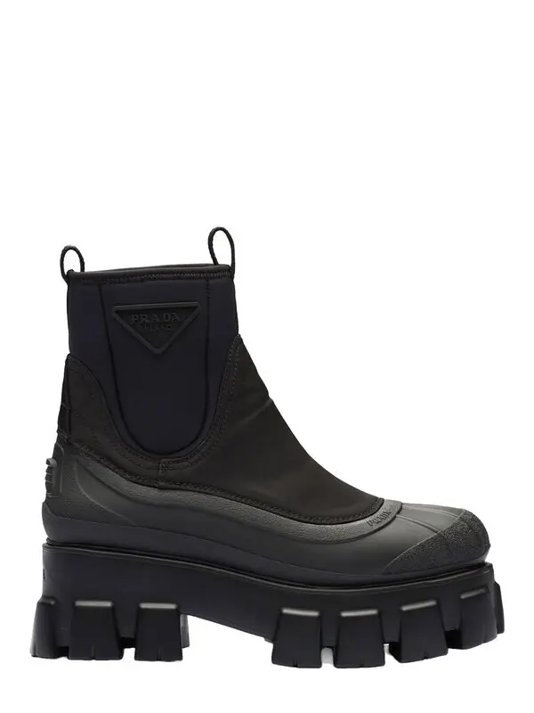 Prada Moonlith Gabardine Ankle Boots - Black