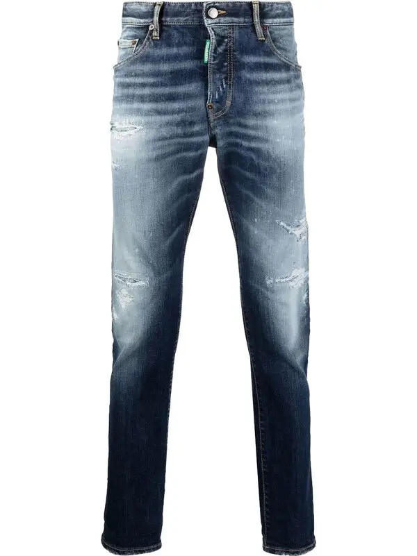 Dsquared2 Distressed Slim Fit Jeans - Blue