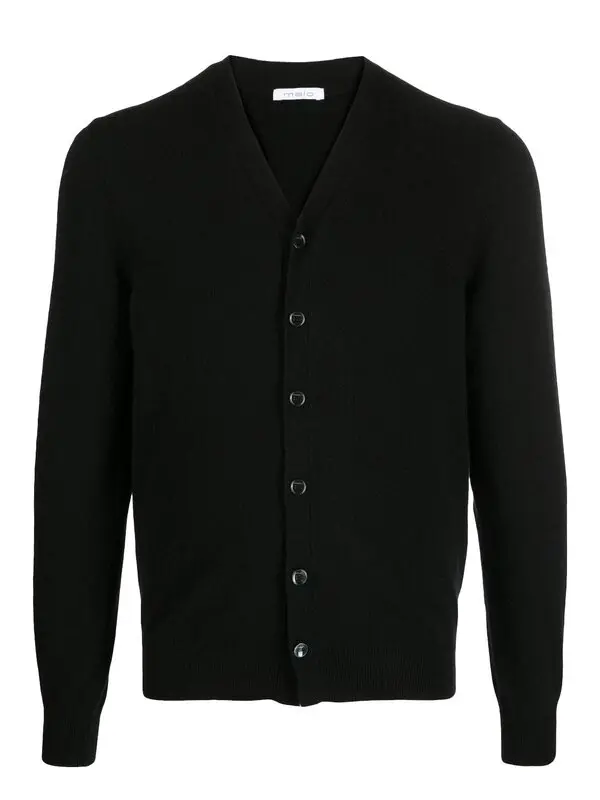 Malo V-neck Button-down Knit Cardigan - Black