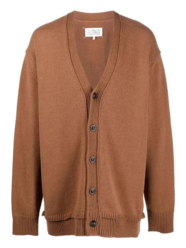 MAISON MARGIELA Elbow-patch V-neck Cardigan - Brown