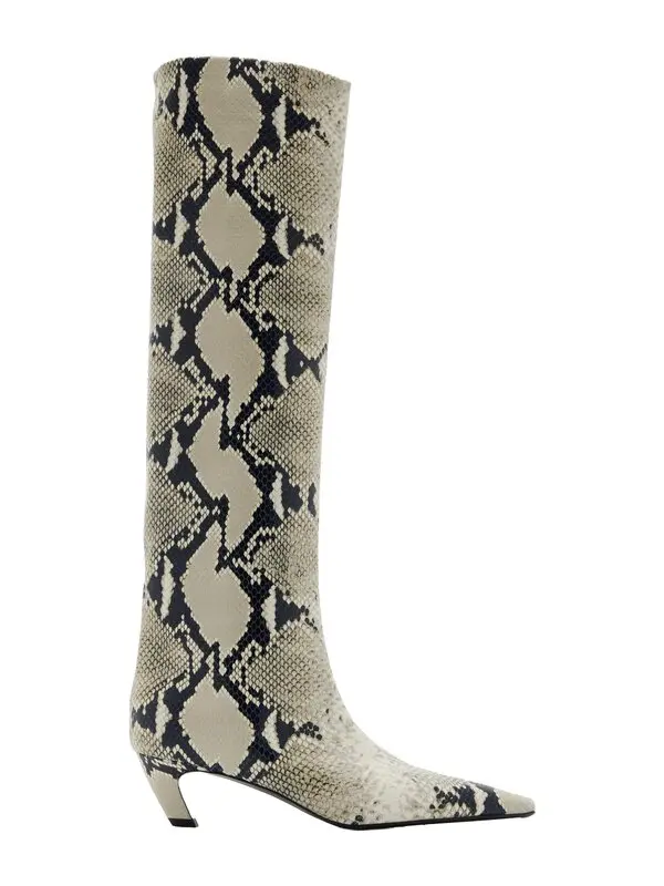 Khaite Embossed Leather Knee High Boots - Print