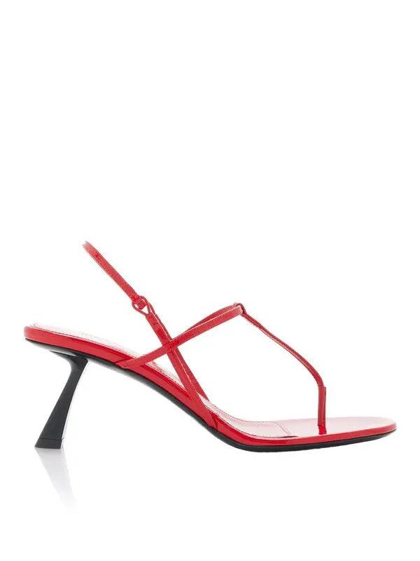 Khaite Linden Patent Leather Slingback Sandals - Red