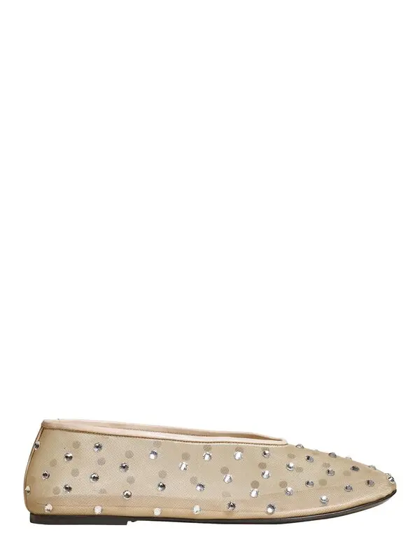 Khaite Marcy Crystal-embellished Mesh Flats - Nude