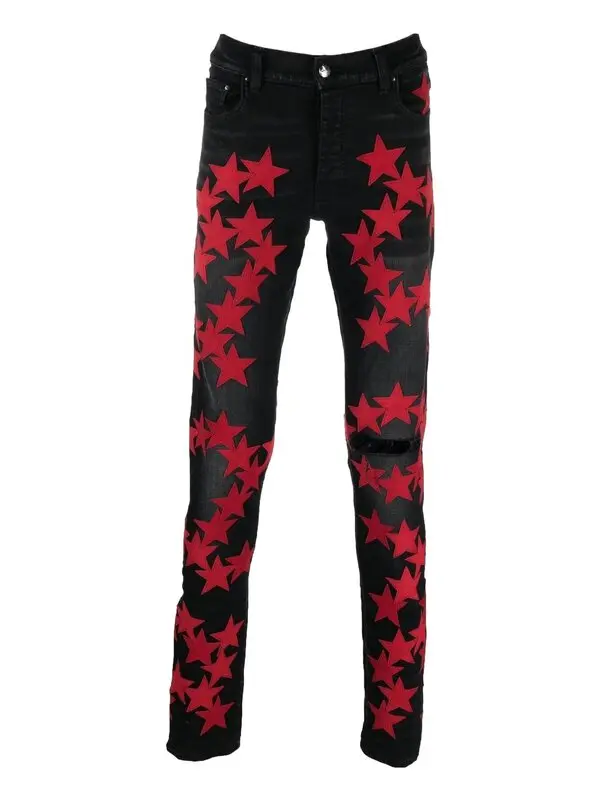 Amiri Star-appliqué Straight-leg Jeans - Black