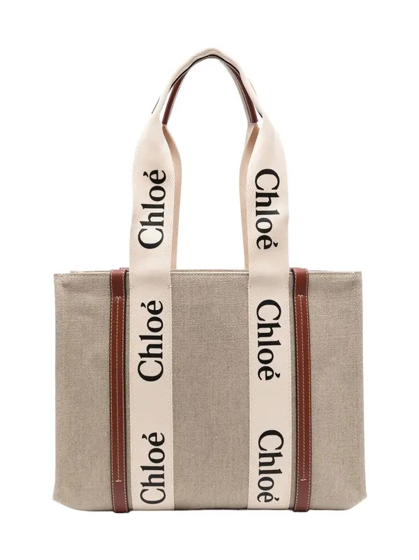 Chloé Woody Linen Tote - Neutrals