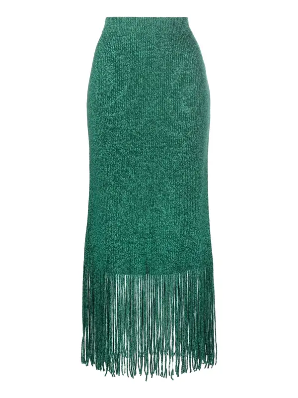 Zimmermann Fringed-hem Knitted Skirt - Green