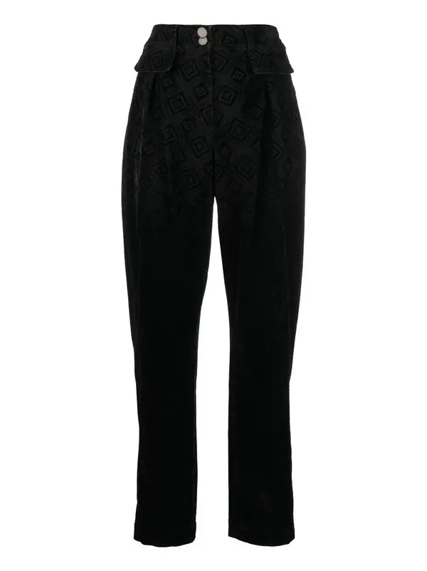 Alberta Ferretti Geometric Print High-waisted Trousers - Black