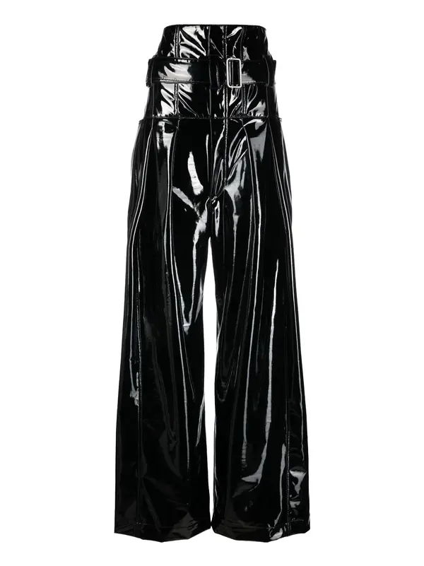 Philosophy Di Lorenzo Serafini High-shine Wide-leg Trousers - Black