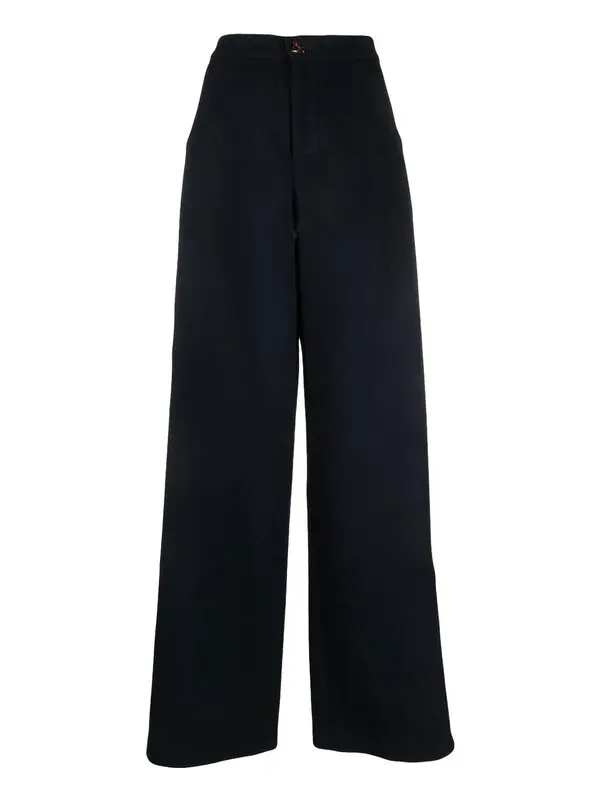 AERON Wide-leg Wool Trousers - Blue