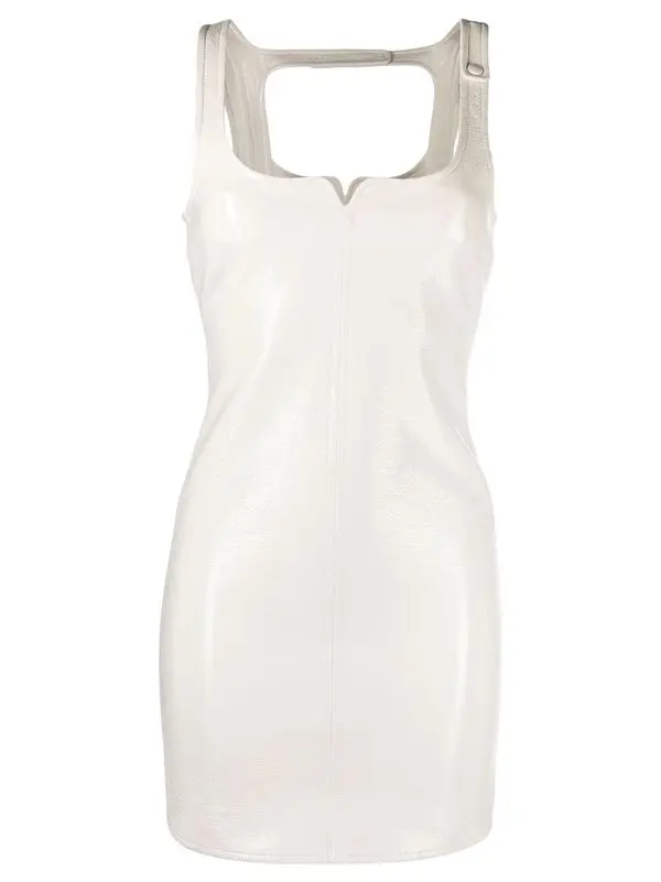 COURREGES Faux-leather Mini Dress - Neutrals