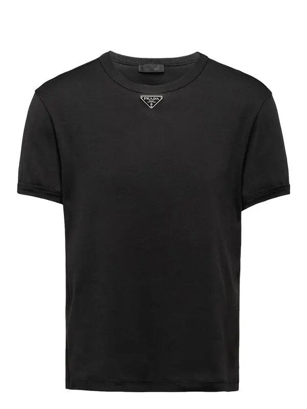 Prada Triangle-logo Cotton T-shirt - Black