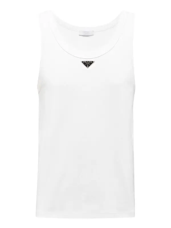 Prada Triangle-logo Cotton Tank Top - White