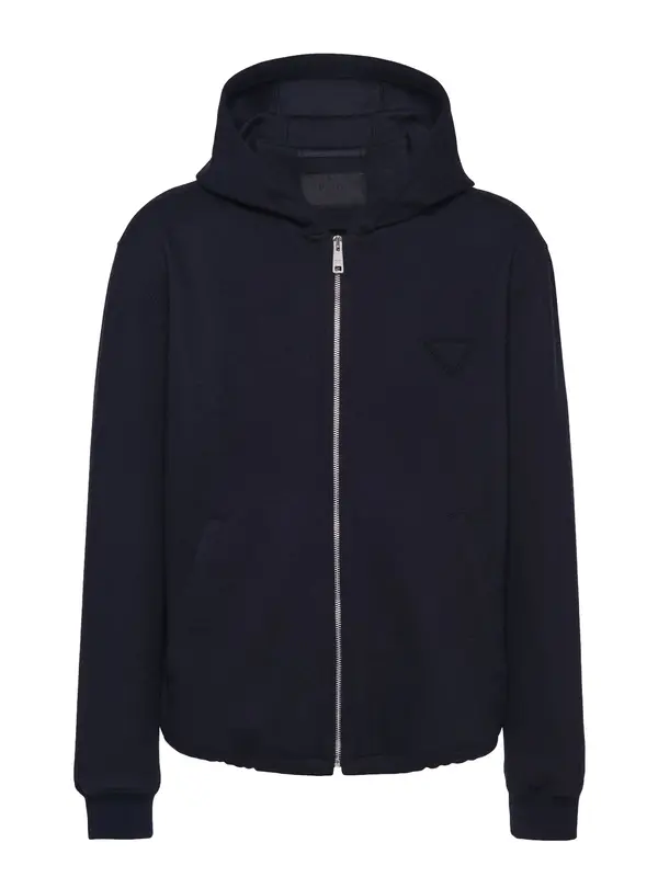 Prada Wool Zip-up Hoodie - Blue