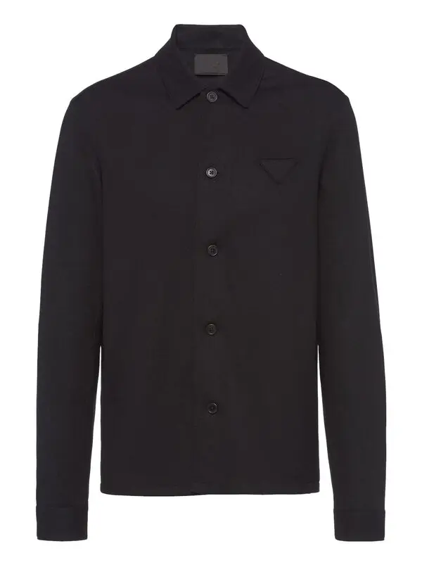 Prada Triangle-logo Wool-blend Shirt - Black