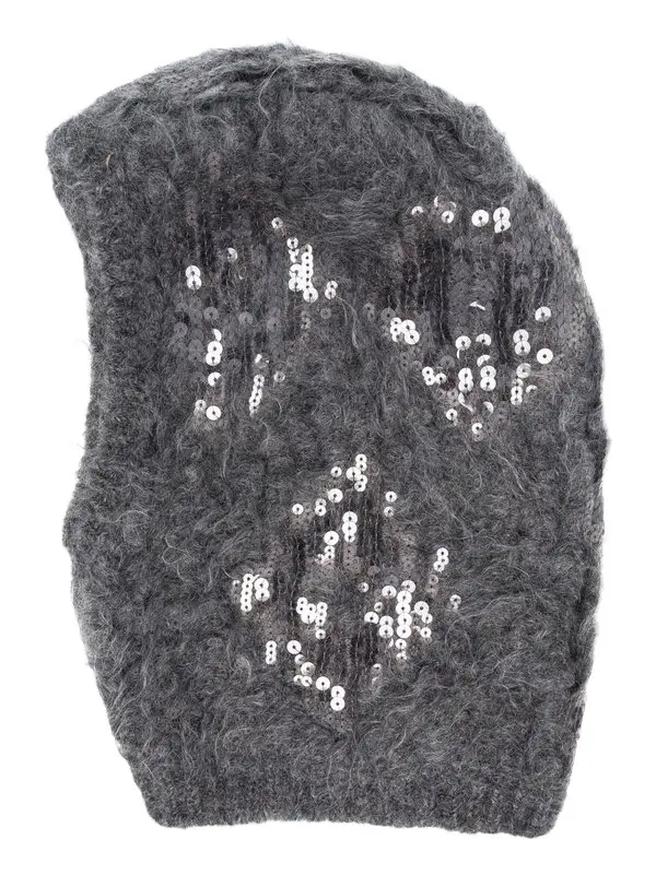 Brunello Cucinelli Knitted Embroidered Balaclava - Grey