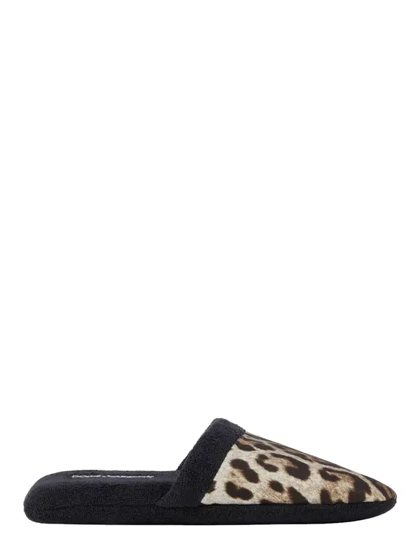 Dolce & Gabbana Leopard-print Terry Slippers - Black