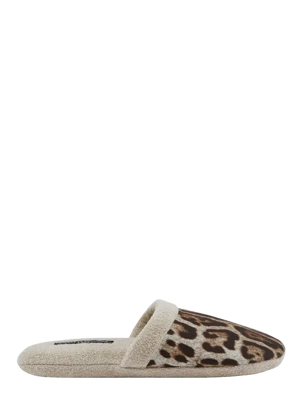 Dolce & Gabbana Leopard-print Terry Slippers - Neutrals