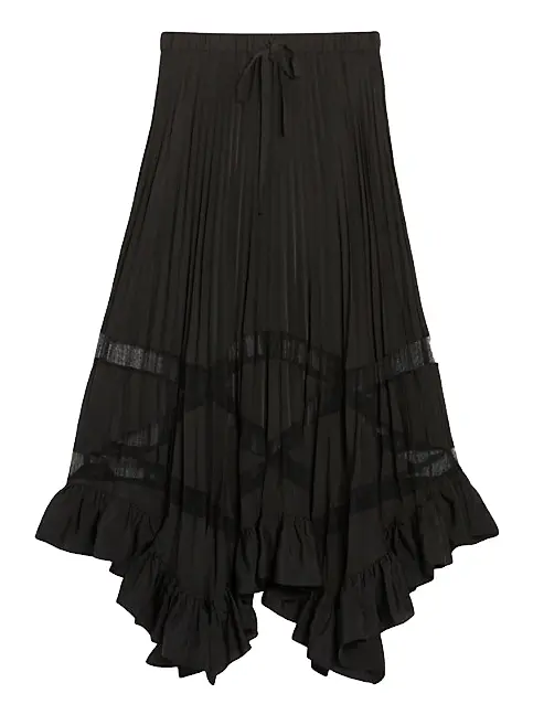 Claudie Pierlot Seloda Pleated Maxi Skirt - Noir / Gris