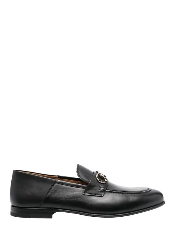 FERRAGAMO Gancini-buckle Leather Loafers - Black