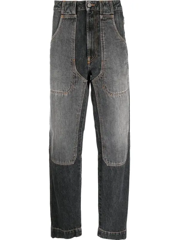 Diesel Patchwork Straight-leg Jeans - Black